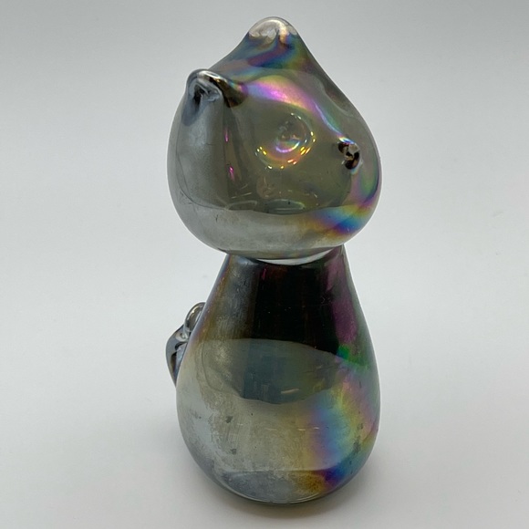 Accents | Vintage Blue Carnival Glass Cat Figurine Iridescent 4 Inch ...